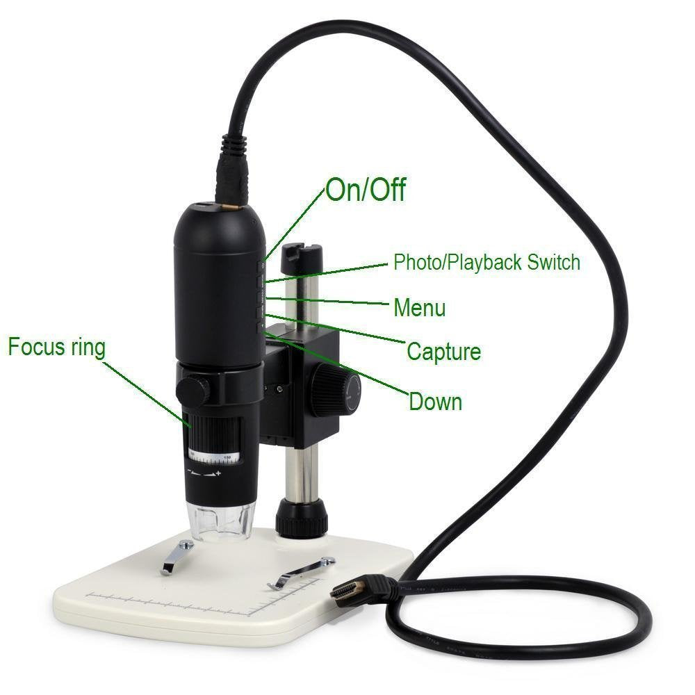 Mustcam 1080P Full HD Digital Microscope, HDMI Microscope, 10-220x mag